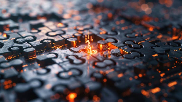 Innovation and Technology: Digital Code Puzzle Symbolizing Tech-Driven ...