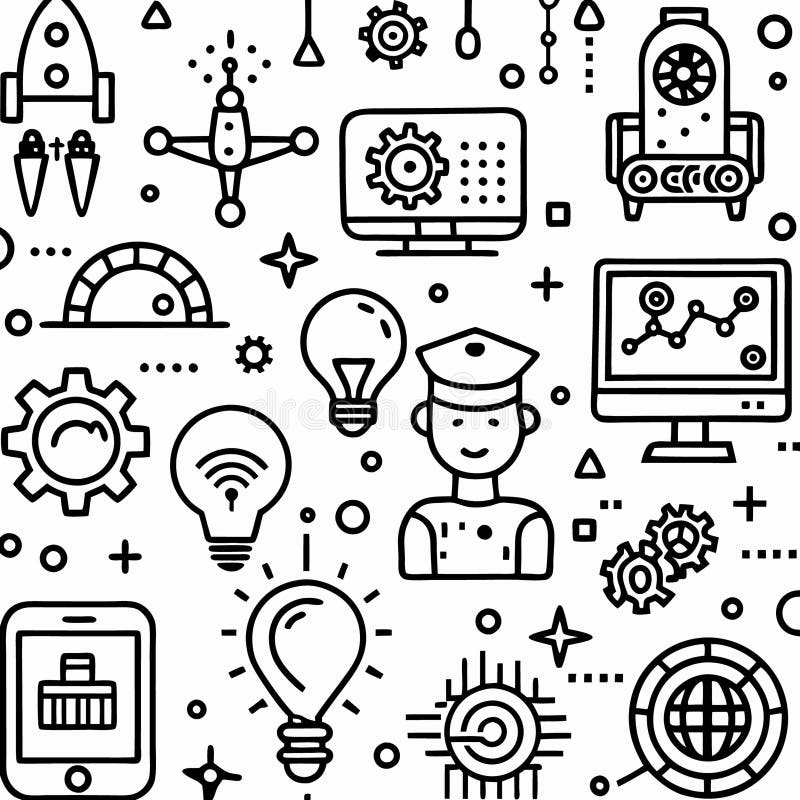 Innovation, Technology, and Education Icons Stock Vector - Illustration of technology, process ...