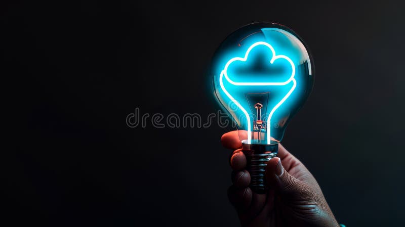 Innovation and Technology Hand Holding Lightbulb with Cloud Icon ...
