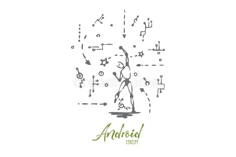 Innovation, Technology, Robot, Scheme, Android Concept. Hand Drawn ... Innovation, Technology, Robot, Scheme, Android Concept. Hand Drawn ...