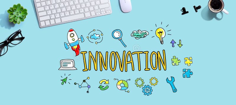 Innovation Theme with a Computer Keyboard Stock Illustration ...