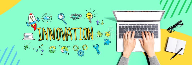 Innovation Theme with Person Using a Laptop Stock Image - Image of ...