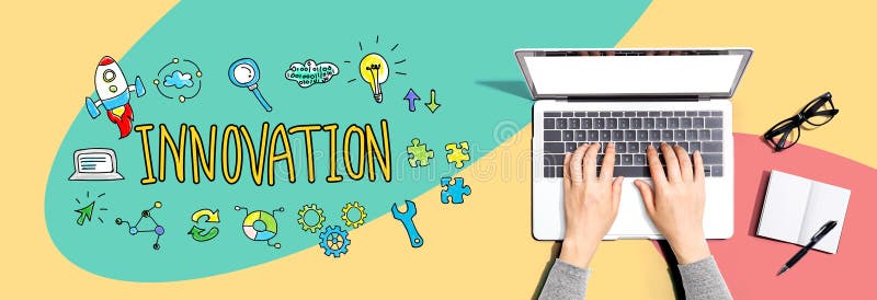 Innovation Theme with Person Using a Laptop Stock Image - Image of ...