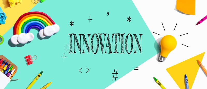Innovation Theme with School Supplies - Flat Lay Stock Image - Image of ...