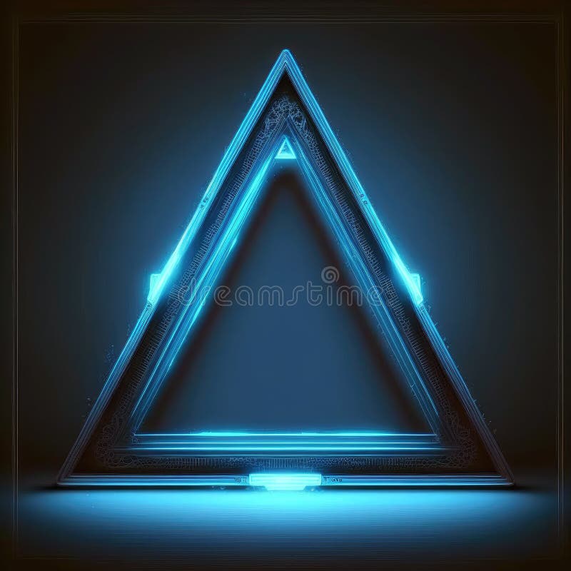 Innovation of Triangle Border Frame with Blue Neon Light Effects. Stock ...