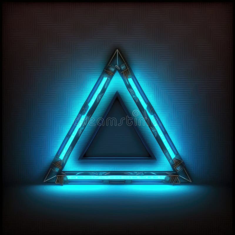 Innovation of Triangle Border Frame with Blue Neon Light Effects. Stock ...