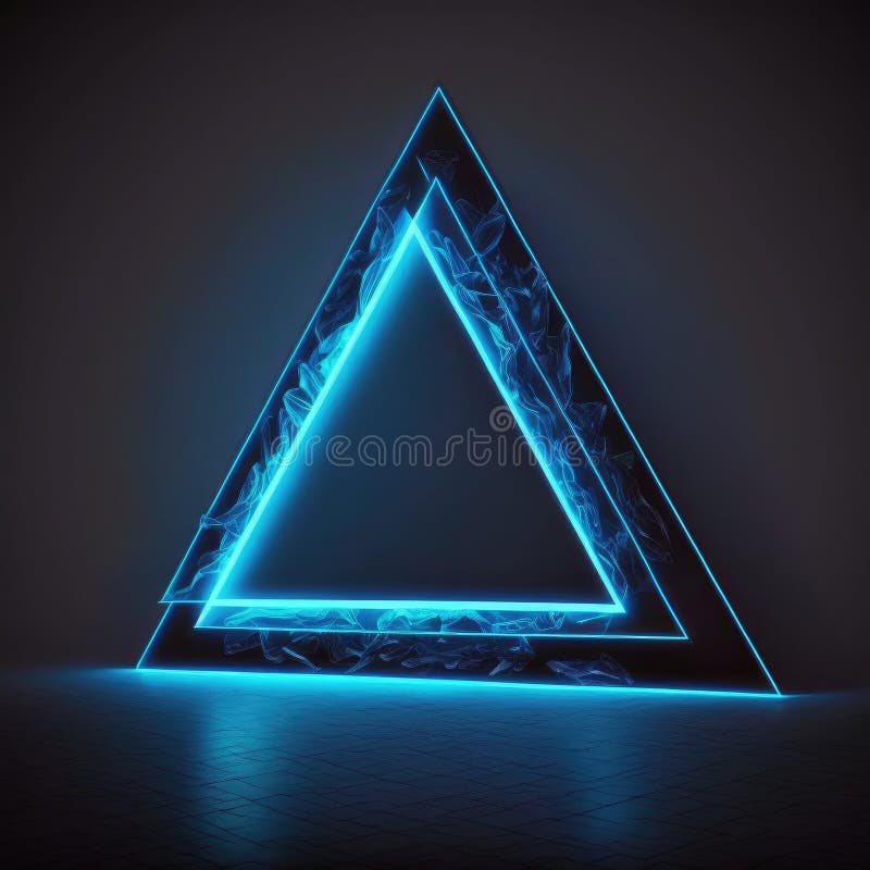 Innovation of Triangle Border Frame with Blue Neon Light Effects. Stock ...