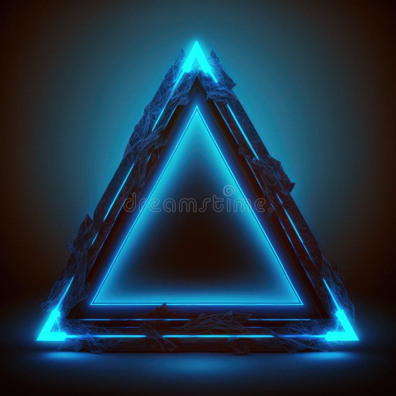 Innovation of Triangle Border Frame with Blue Neon Light Effects. Stock ...