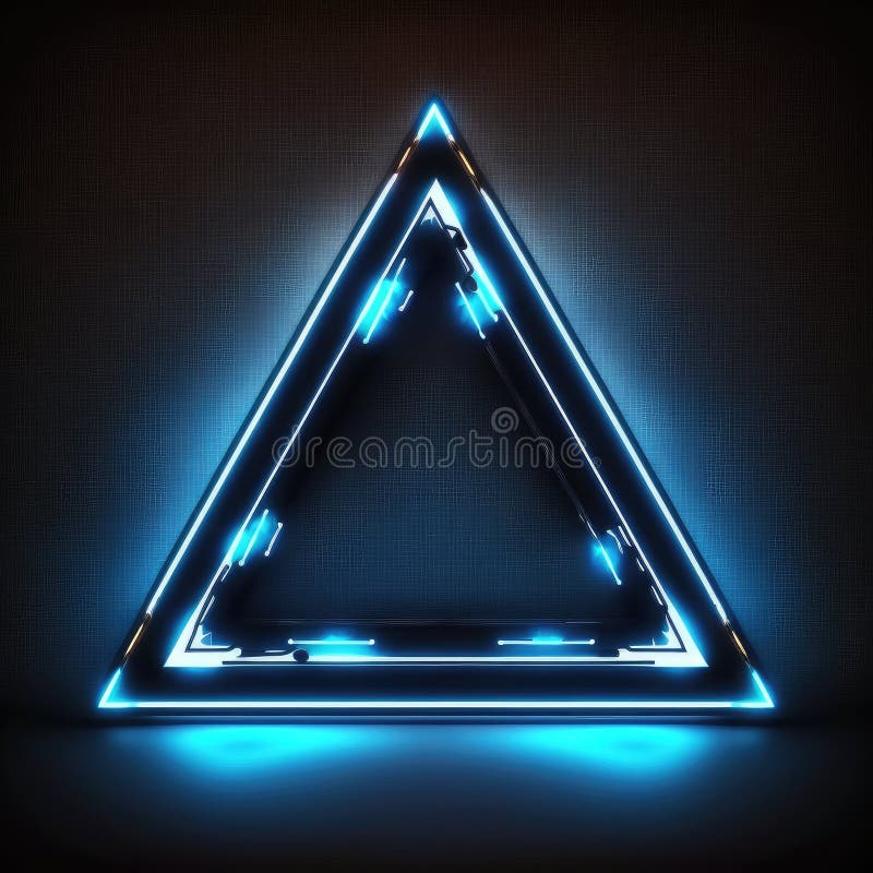 Innovation of Triangle Border Frame with Blue Neon Light Effects. Stock ...
