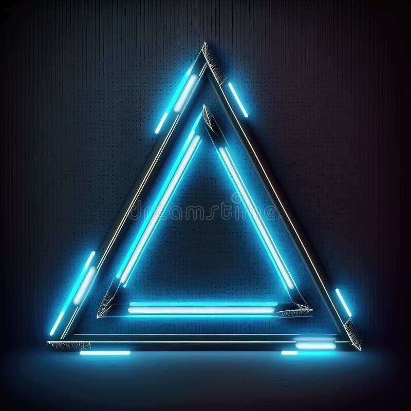 Innovation of Triangle Border Frame with Blue Neon Light Effects. Stock ...