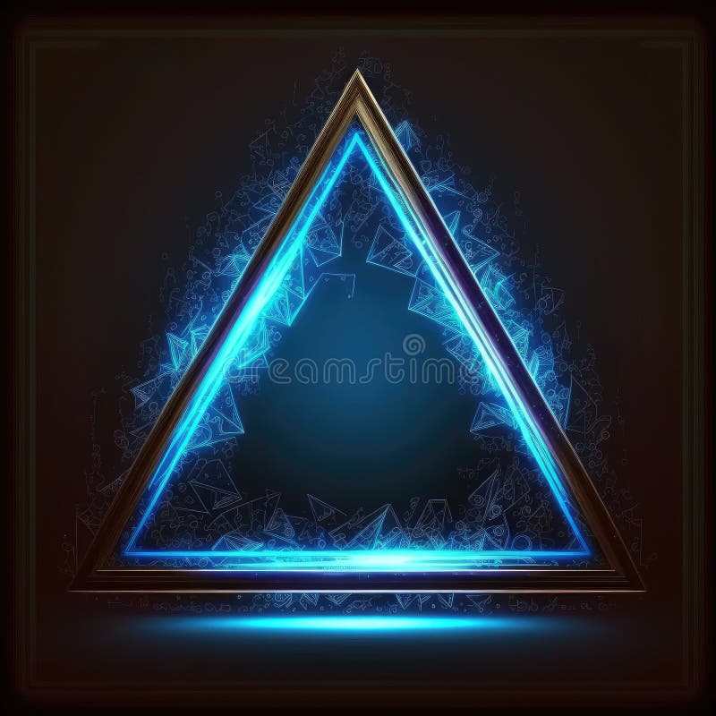 Innovation of Triangle Border Frame with Blue Neon Light Effects. Stock ...