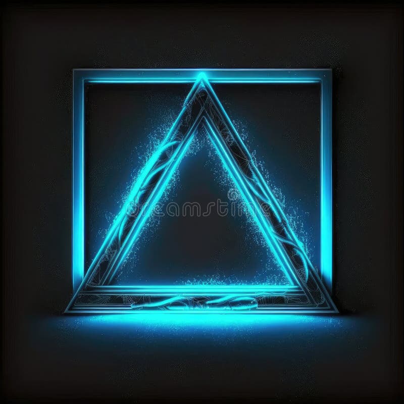 Innovation of Triangle Border Frame with Blue Neon Light Effects. Stock ...