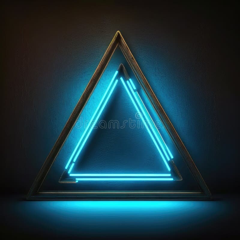Innovation of Triangle Border Frame with Blue Neon Light Effects. Stock ...