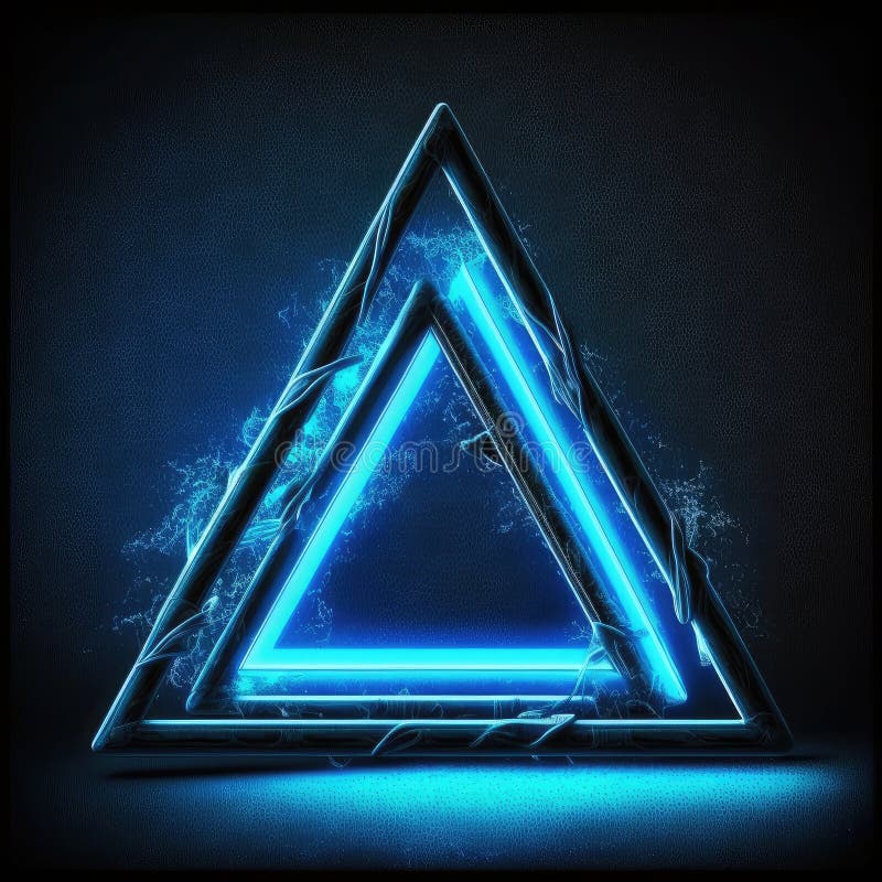 Innovation of Triangle Border Frame with Blue Neon Light Effects. Stock ...