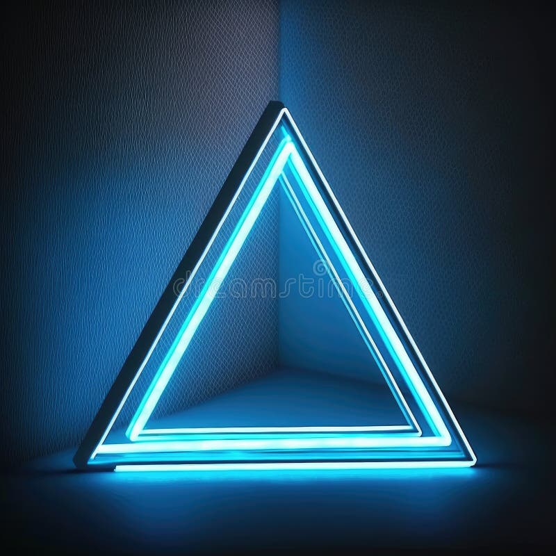 Innovation of Triangle Border Frame with Blue Neon Light Effects. Stock ...