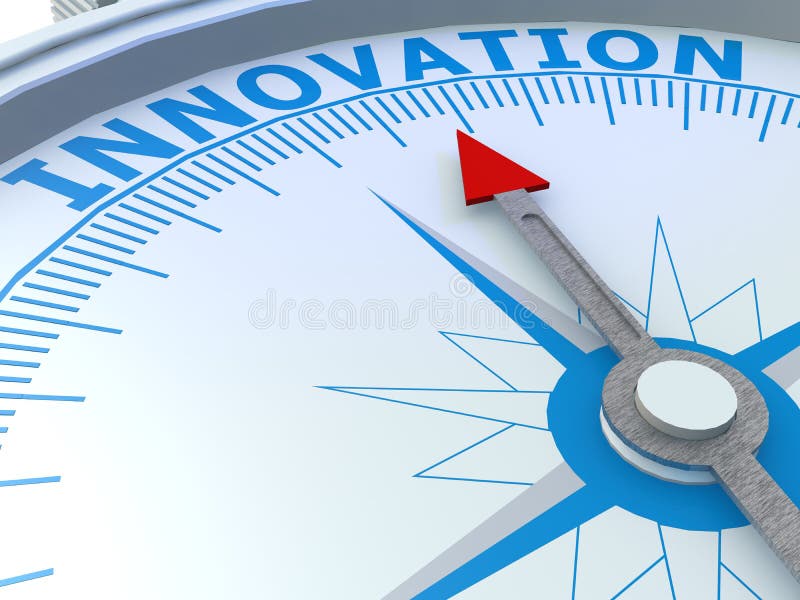 Innovation word on compass stock illustration. Illustration of word ...