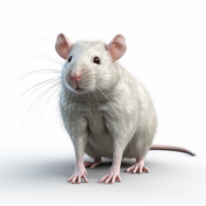 Innovative 3d Render of a Meticulously Detailed White Rat Stock ...