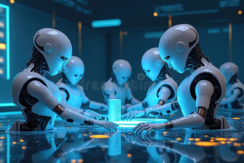 Innovative AI Bots: Action-Packed Applications Stock Illustration ...