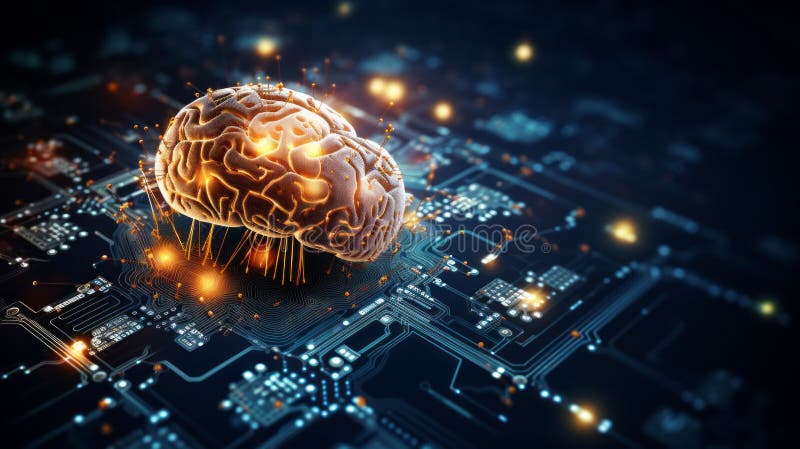 Innovative Ai Concept, Glimpse of Machine Intel. Stock Illustration ...