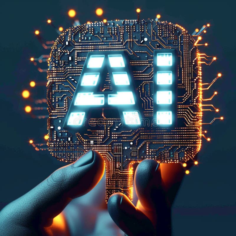 Innovative AI Concept Hand Holding Typography for Artificial ...