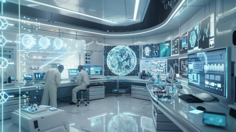 Innovative AI Lab: Precision Chemical Analysis Stock Illustration ...