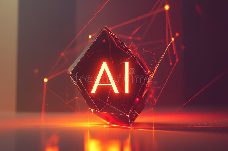 Innovative AI Technology Represented by a Glowing Cube with Digital ...
