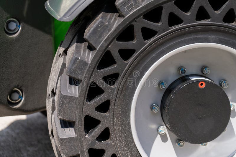 Innovative Airless Non-pneumatic Tire Close Up Stock Photo - Image of ...