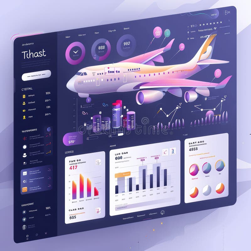 Innovative Airplane Dashboard Design with Data Visualization Elements ...