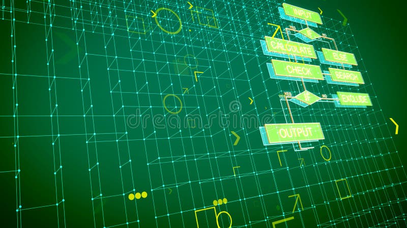 Innovative Algorithms and Green Backdrop Stock Illustration ...