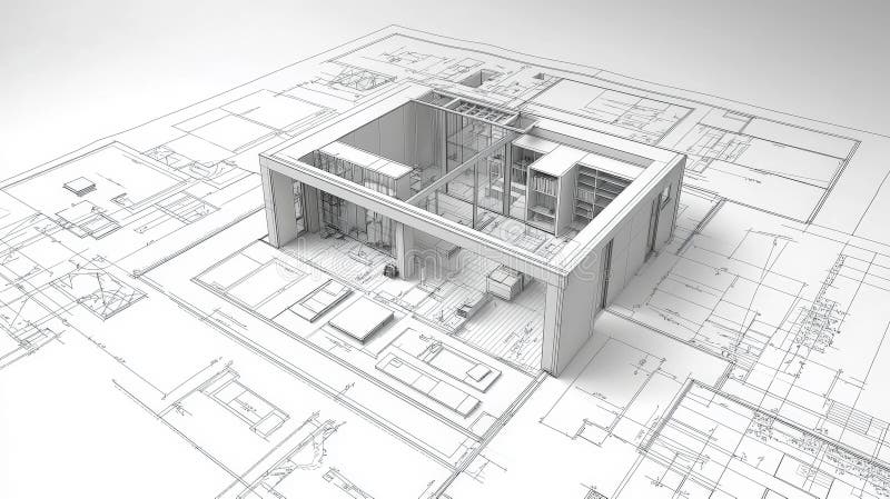 Innovative Architectural Blueprint. Generative AI Stock Image - Image ...