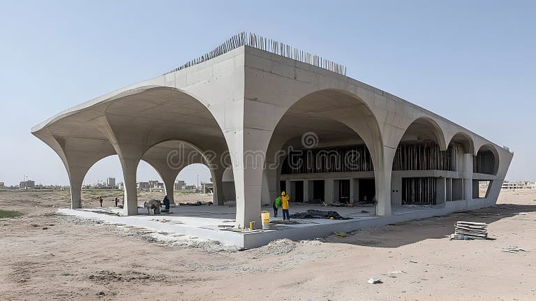Modern Concrete Arch Structure Stock Illustration - Illustration of ...