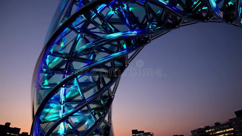 Futuristic Architectural Sculpture with LED Lights at Dusk Inspires ...