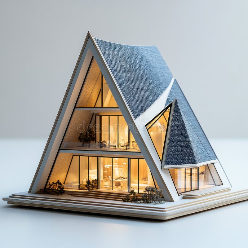 Innovative Architectural Model of Modern Glass House with Futuristic ...