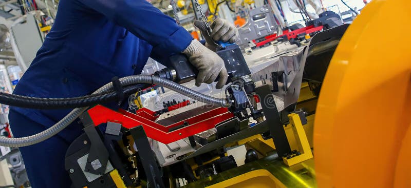 Innovative Assembly Process in a Modern Factory Showcasing Precision ...