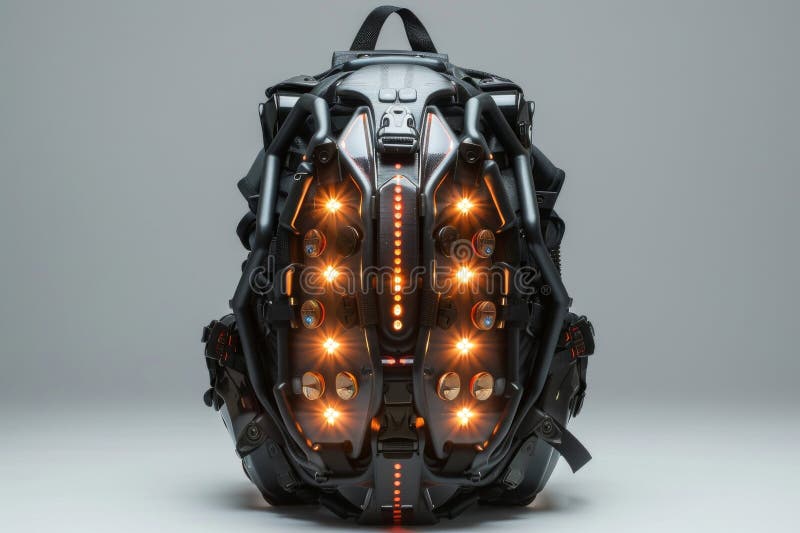 Futuristic Backpack with LED Lights Stock Illustration - Illustration ...