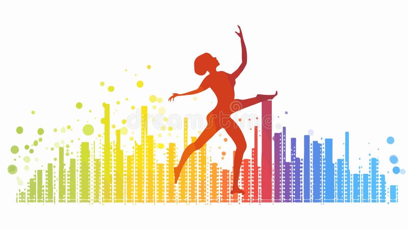 Innovative Bar Graph with Person Stretching Silhouette Stock Vector ...