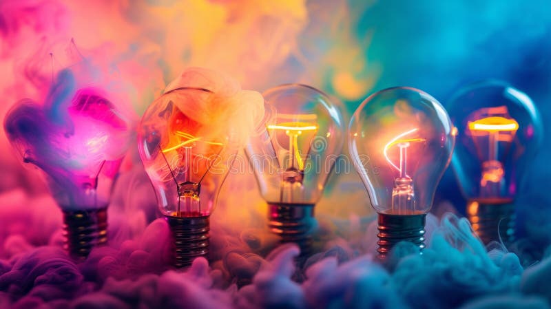 Innovative Blast: Vibrant Paint Splatter from Bulb. Creative Colored ...