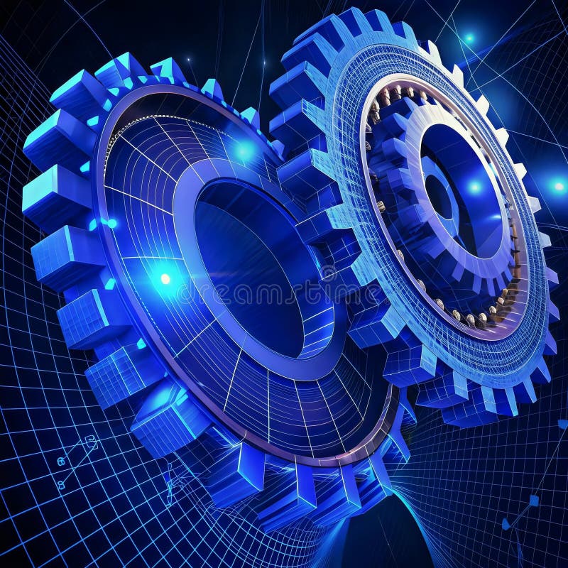 Innovative Blue Gears Technology Design Futuristic Engineering Dynamics ...
