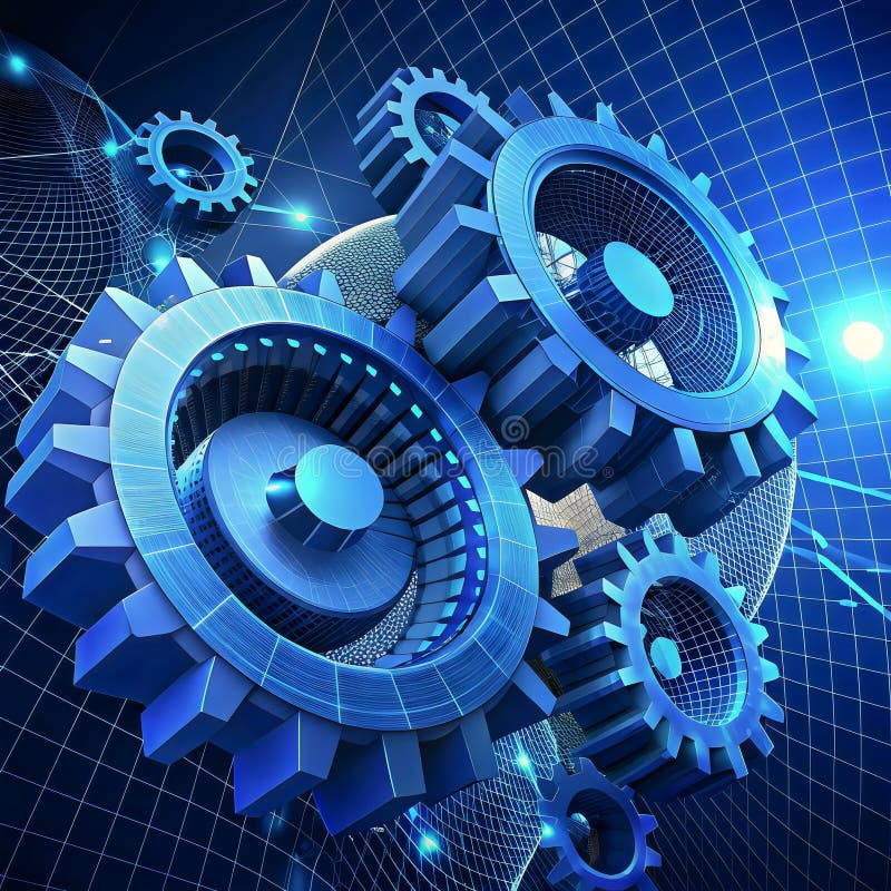 Innovative Blue Gears Technology Mechanism Digital Design ...