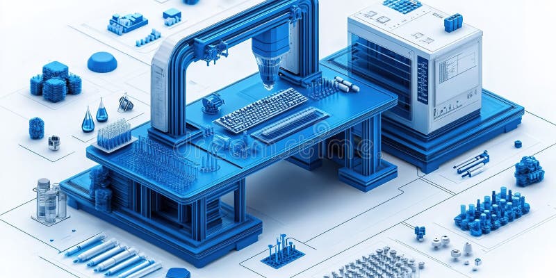 Innovative Blue-themed Digital Workspace Featuring Advanced Technology ...