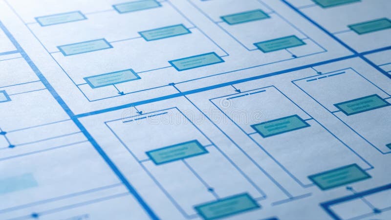 Innovative Blue and White Flow Chart Depicting Complex Organizational ...