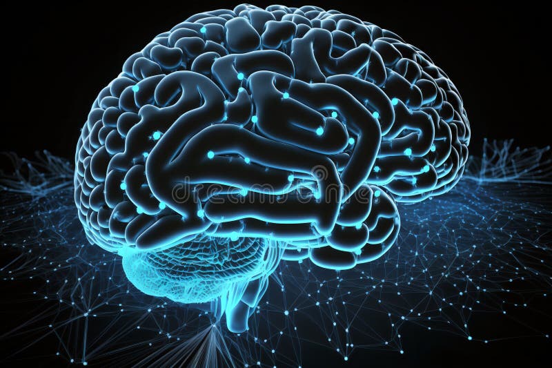 Innovative Brain Technology, an Active Human Brain on a Dark Background ...