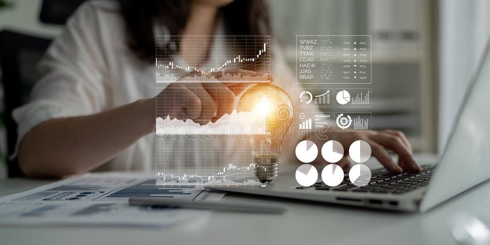 Innovative Business Strategy with Data Visualization and Lightbulb ...