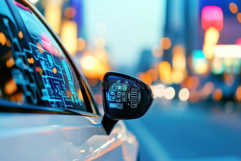 Innovative Car Technology Showcased in City Lights during Evening Hours ...