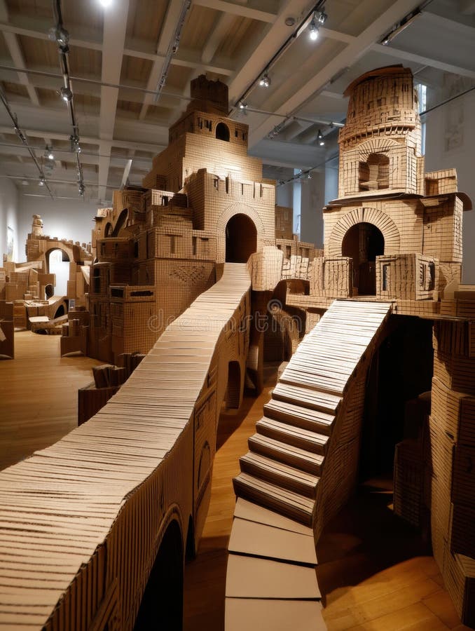 Innovative Cardboard Architecture with Towers, Bridges, and Pathways in ...