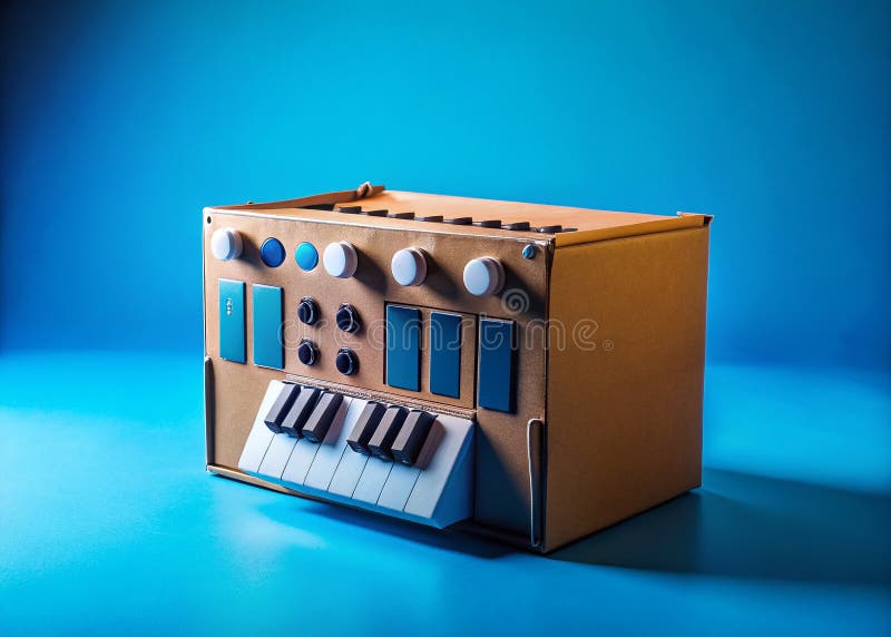 Innovative Cardboard Music Controller Mockup a Blue Background Design ...