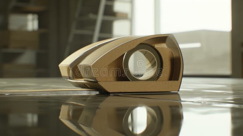 Innovative Cardboard Packaging Dispenser Reflecting on a Table in a ...
