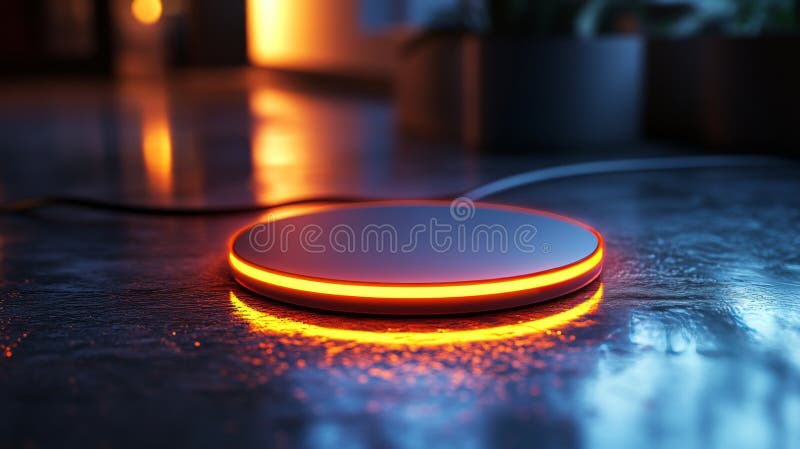 Innovative Charging Pad Displaying Warm Ambient Light in Modern ...