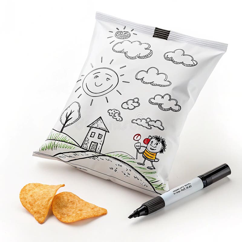 Reusable Doodle Friendly Chip Bag with Erasable Marker Stock ...