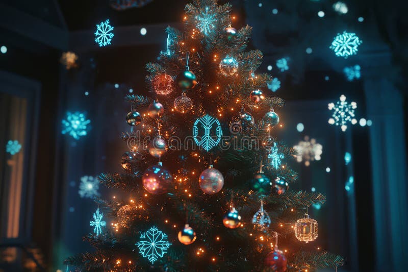 Futuristic AI Christmas Tree Design Stock Illustration - Illustration ...